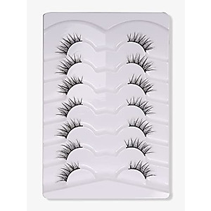 GMAGICTOBO Natural Half Lashes Short False Eyelashes Wispy Lashes Pack Cat Eye 3D Faux Mink Lashes 7 Pairs Multipack
