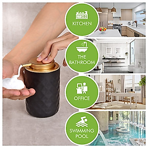 LALA DOLCE Foam Dispenser - Hand Pump Dispenser Foaming Soap Dispenser Ceramic Dish Liquid Dispenser for Kitchen Bathroom Hand Wash Bottle (13.5oz/400ml Black)