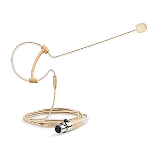 Sujeetec Headset Microphone Headworn Single Earset Over Ear Hanging Condenser Mic Compatible with AKG Wireless System Bodypack Transmitter, Ideal for Singing, Churches, Stage Performance – Beige