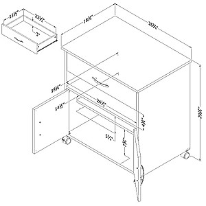 South Shore Axess Microwave Cart on Wheels, Royal Cherry