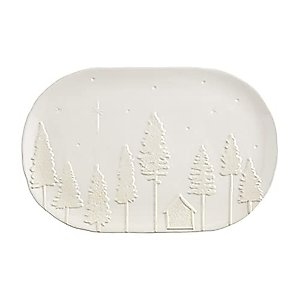 Mud Pie Stoneware White Christmas Tree Serving Platter