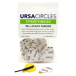 URSA Sticky Circles - Pack of 90 Hypoallergenic Sticky Circles for Lavalier Lapel Mics - 24mm Diameter - Compatible with Tascam Rode Sennheiser Zoom Lav Mics - Mic Clip - Lavalier Stickies