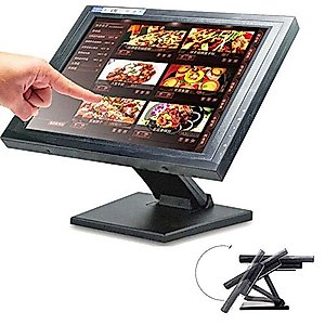 PC POS Monitor-15 inch Touchscreen PC POS Monitor-Cash Register VGA+Stand-LED Backlit Multi-Touch Monitor-LCD-Anzeige Display for Bar Restaurant (Touch-Screen Cash Register)