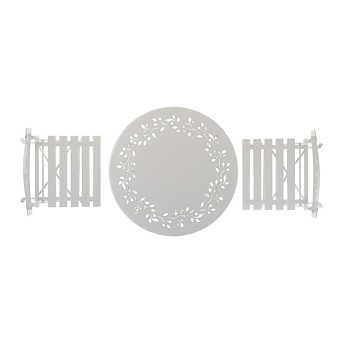 Alpine Corporation MSY100A-WT Alpine Bistro Set, Table: 24" L x 24" W x 28" H Chair: 17" L 18" W x 33" H, White