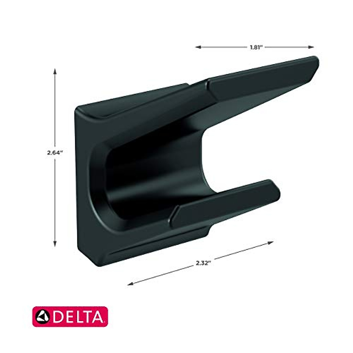Delta Faucet 79936-BL Pivotal Wall Mounted Double Towel Hook in Matte Black, Bathroom Accessories