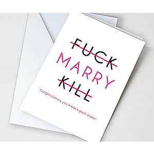 The Cardtel Funny Wedding Card for Couples Friends, Humor Congratulations Card For Newly Married or Engaged Couple, Wedding Gift For Bride, F Marry Kill Engagement Card For Newlyweds (F Marry K*ll)