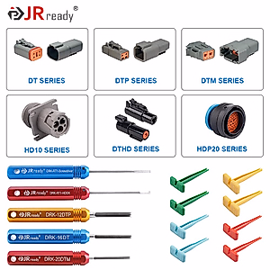 JRready ST5236 Deutsch Pin Extractor Tool for 16#12#20# Solid/Stamped Contacts 10-22 AWG, Terminal Removal Tool Kit with Steel DRK-RT1 for Deutsch DT,DTM,DTP Series Connector 13PCS