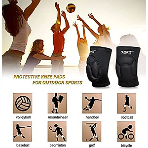 MAIBU Protective Volleyball Knee Pads Thick Sponge Anti-Collision Kneepads Protector Non-Slip Wrestling Dance Knee Pads Support Sleeve for Outdoor Sport(1 Pair,Black)