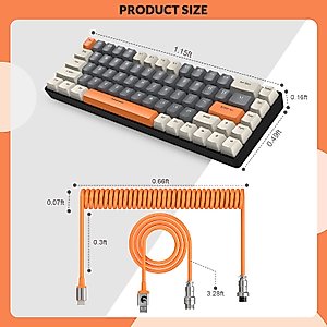 ZIYOU LANG RK-T8 Wired 65% Mechanical Gaming Keyboard with RGB LED Backlit Anti-ghosting TKL Mini 68 Key Custom Coiled C to A Cable Tactile Brown Switch for PS4 PS5 Xbox PC Mac Gamer(White/Dark Gray)
