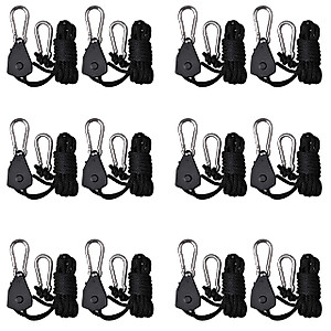 6 Pairs 1/8 inch Adjustable Heavy Duty Rope Hanger for Grow Light, Grow Tent Rope Clip Hanger Loose-Proof Design Light Fixture Hangers, 150lbs Weight Capacity 12 Pcs