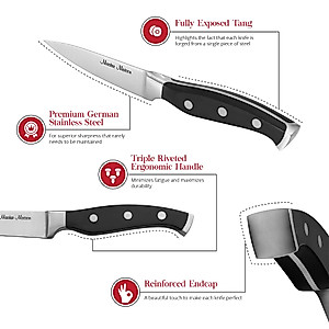 Master Maison 3.5" Professional German Stainless Steel Paring Knife Set w/Dual Sharpener & Edge Guard - Peeling Chef Kitchen Set - Kitchen Pairing Knives - Ultimate, Sharp Blade Kitchen Prep Knives