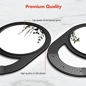 TASALON Unbreakable Hand Mirror, Hand Mirrors with Handle, Salon Mirror, Barber Mirror for Hair, Anti-Slip Hand Held Mirror with Rubber Grip for Travel, Makeup, Shaving, Shower, Camping - Black