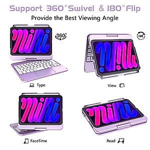 iPad Mini 6 Case with Keyboard, Keyboard iPad Mini 6th Generation 2021 8.3-inch 6th Generation, 360° Rotatable Touchpad Keyboard Case,Thin & Protective for iPad Mini (6th Generation 2021) Tablet