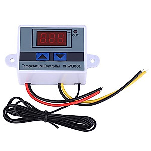 Temperature Controller, DC 12V 120W Digital LED Temperature Controller Module XH-W3001 Mini Thermostat Switch with Waterproof Sensor Probe