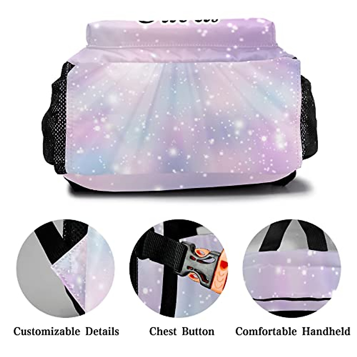 BEYODD Custom Kids Backpack, Personalized Student School Bags for Boys & Girls, Bookbags for Travel Shiny Lights Girl