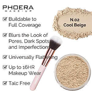 PHOERA Foundation,PHOERA 9D Mascara,PHOERA Makeup Foundation Full Coverage,PHOERA Primer, PHOERA Powder, PHOERA Concealer, Kabuki Brushes Foundation (102 Nude)