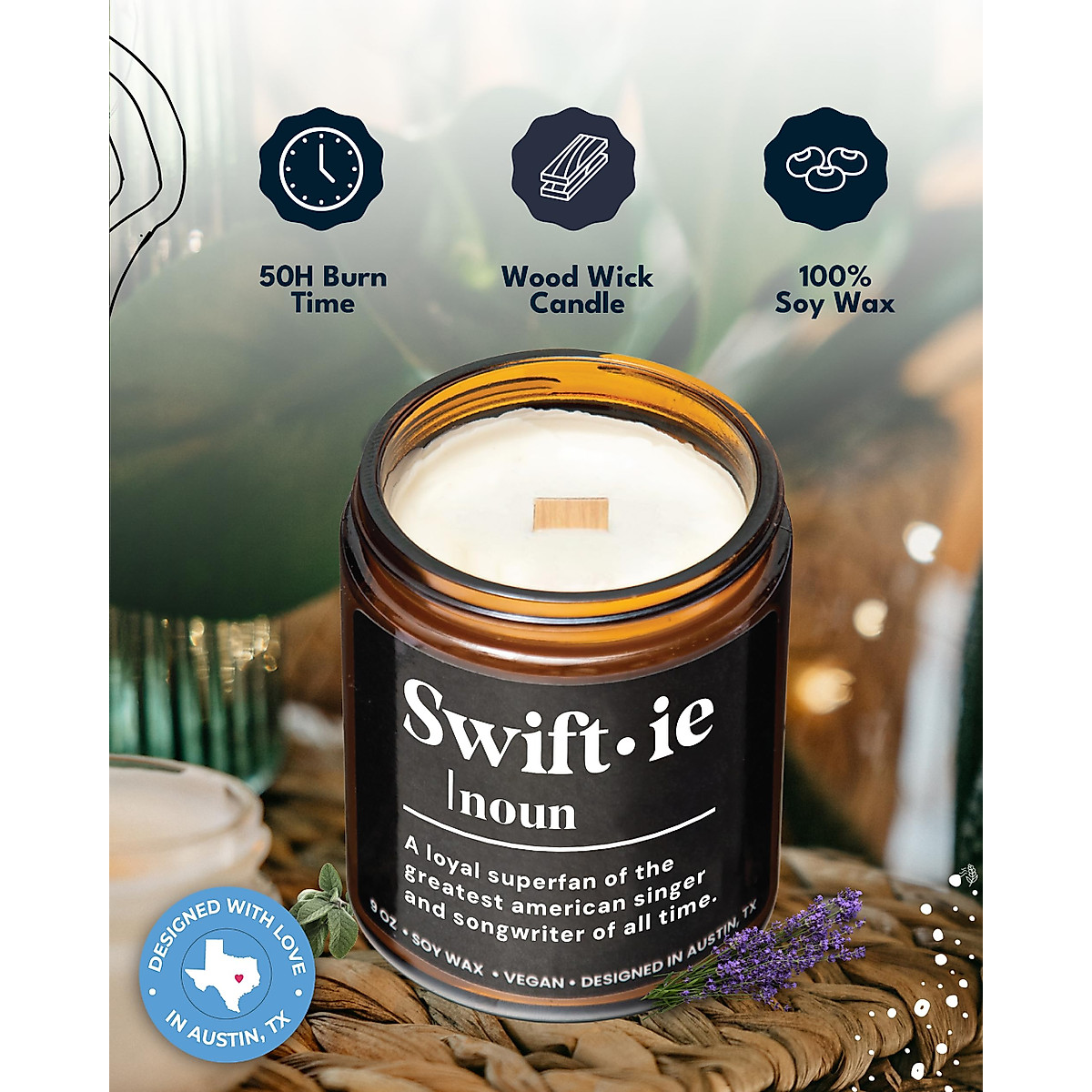 Swiftie Candle, Taylor-Inspired Gifts for Swifties, Perfect Swiftie Gifts for Women and Music Merch Singer Fans with Definition of Swiftie, Best Birthday Gifts for Swifties