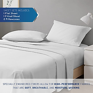 Degrees of Comfort Coolmax Cooling Sheets Set for Full Size Bed, Moisture Wicking for Night Sweats Best Comfort, Cool Sheets for Hot Sleepers During Warm Weather with Deep Pocket, White-4PC
