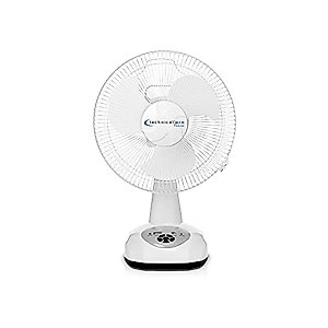 Technical Pro Portable 12 inch Rechargeable Oscillating Tabletop Fan with LED Night light and Powerbank.