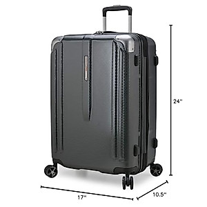 Traveler's Choice New London II Hardside Expandable Spinner Luggage, Gray, Checked-Medium 26-Inch