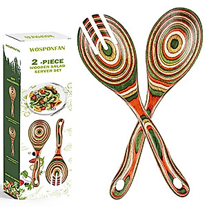 Salad Tongs, Wooden spoons, Salad Tongs for Serving, WOSPONFAN 12-inch Pakkawood Serving Utensils Set Salad Servers Set Kitchen Cooking Utensil