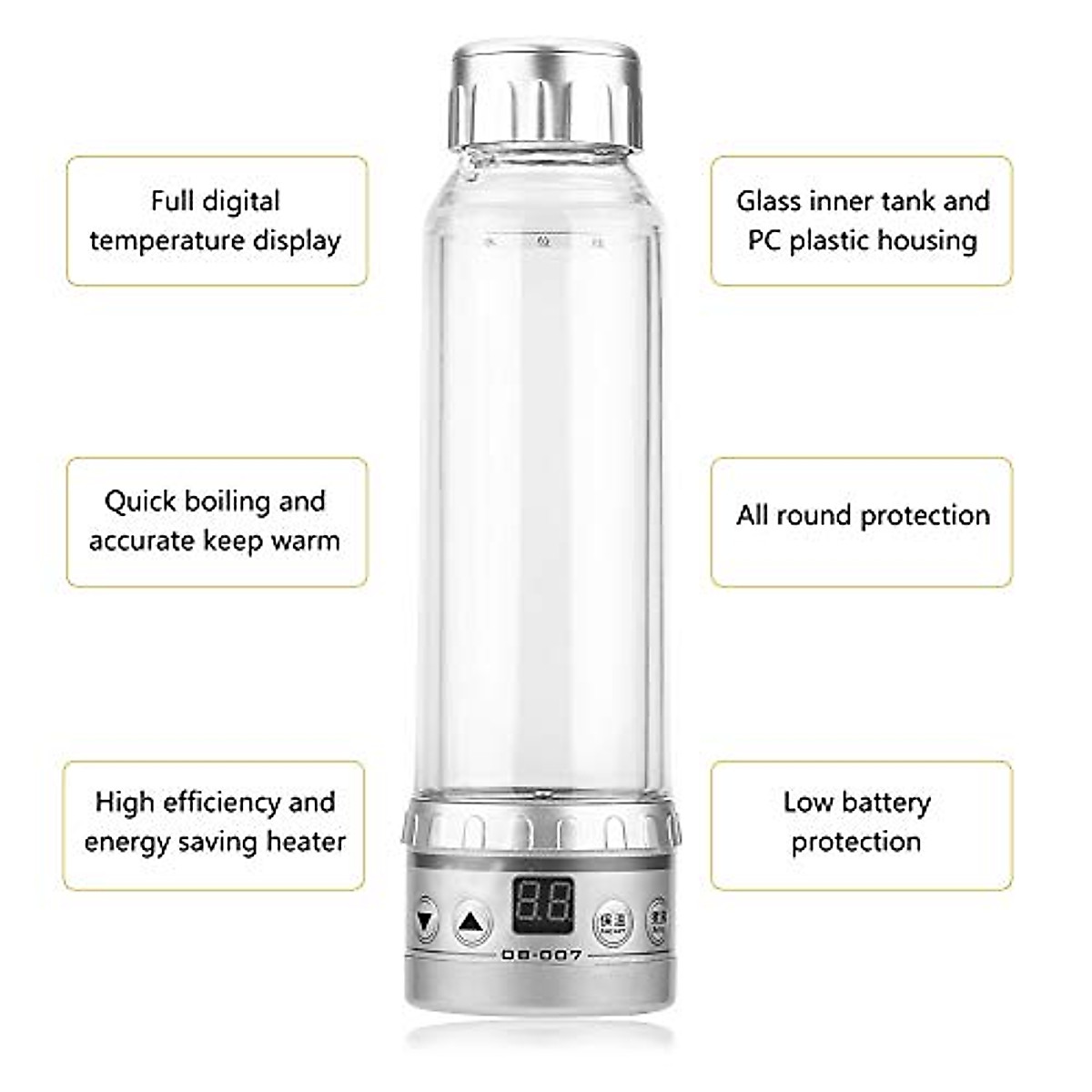 12V 24V Car Electric Kettle Travel Heated Cup Water Heater for Auto, Portable Boil Water, Tea, Coffee, Milk, 280ml Capacity, Black (Silver)