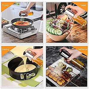 NORBASE Oil Sprayer for Cooking, 2 Pack Upgraded Olive Oil Spray Bottle Mister Refillable with Scale Air Fryer Accessories for Kitchen, Salad, Baking, BBQ, Frying