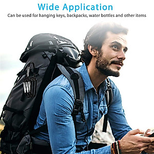 20PCS Mini 1.85"/4.7CM Aluminum Carabiners with 10PCS Nickel Metal Key Rings Lightweight D Shape Keychain Clips Small Multipurpose Carabiner Buckles for Indoor Outdoor Use