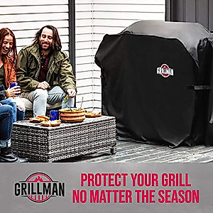Grillman Premium Grill Caddy & Grillman Premium BBQ Grill Cover. Rip-Proof & Waterproof (58" L x 24" W x 48" H, Black)