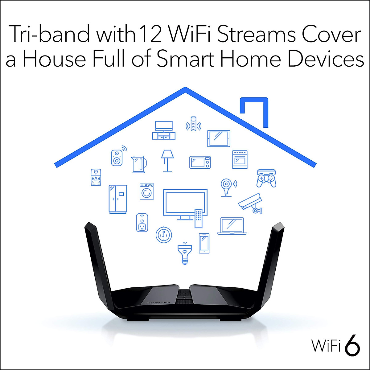 NETGEAR Nighthawk WiFi 6 Router (RAX200) 12-Stream Gigabit Router AX11000 Tri-Band Wireless Speed (Up to 10.8 Gbps) Coverage Up To 2500 sq.ft. And 50 Devices