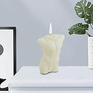Prettyia Male Men Torso Candle Nude Muscle Body Chest Butt Statue Candle Body Love Scented Aromatherapy Candles Living Room Home Decor Romantic Gift for Lady - Milky White