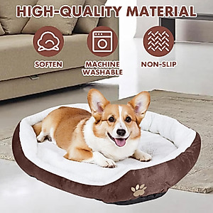 ShellKingdom Medium Dog Bed, Washable Pet Bed, Rectangle Warming Dog Bed for Dogs Up to 35lbs, 23.62 X 19.68INCH (Coffee)