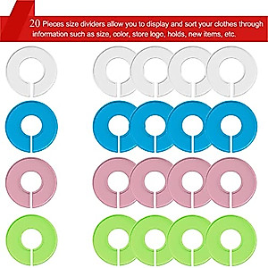 60PCS Clothes Hanger Connector Hooks, Cascading Clothes Hangers for Heavy Duty Space Saving Cascading Connection Hooks with 20 Pieces Clothing Size Dividers Hangers Closet Dividers for Clothes Closet