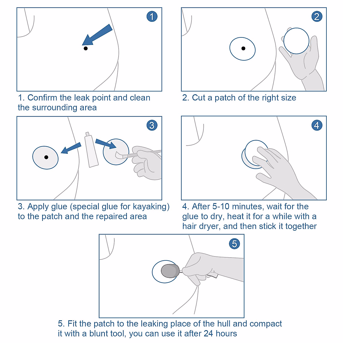 Health Gear Inflatable Boat Repair Kit PVC, 3pcs PVC Waterproof Repair Patches Kit Set Inflatable Boat Repair Patches for Inflatable Raft Boat Canoe Kayak(Gray White)