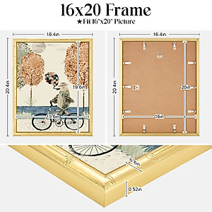 16x20in Picture Frames, PhotoFrame for Wall Home Decoration, Gold