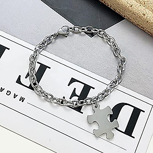 VNOX Personalized Customized Puzzle Piece Bracelet Set of 4 Link Bracelet for Best friend BFF Family Love/Friendship Jewelry Gift Sets