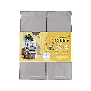 Glider Skirt, Universal Fit Safety Skirt for Glider Chair and Ottoman for Nursery, Baby Proofing Pinch Guard, Glider Chair and Ottoman Sold Separately, Lunar Grey Color