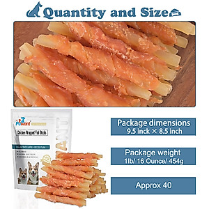 Pawant Dog Treats Soft Chews Rawhide Free Chicken Wrapped Cod Sticks for Puppy Training Snacks Dog Chews Treats 1lb/454g
