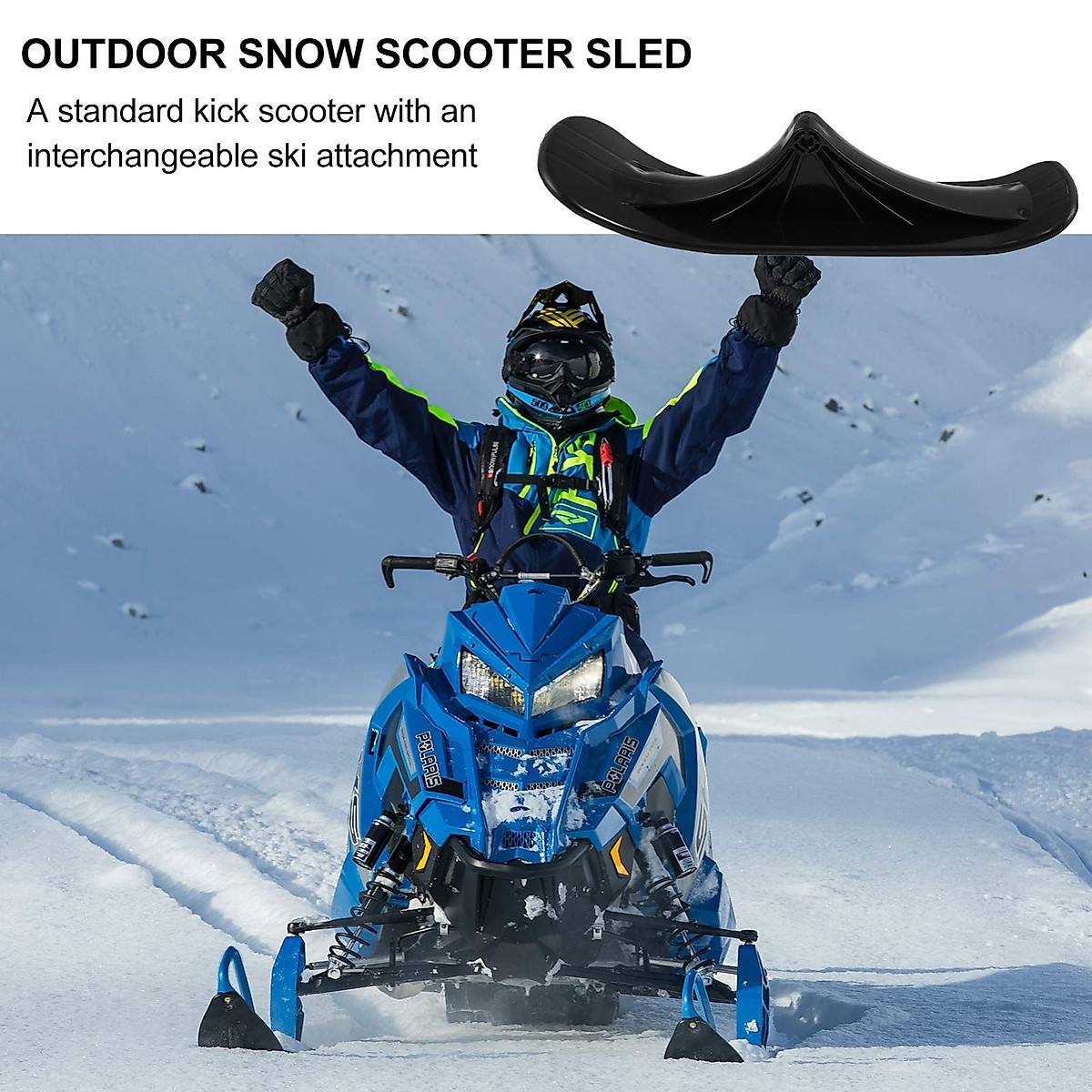 BESPORTBLE Ski Scooter Snow Sled Attachment Scooter Sled Ski Fold Sled Kids Scooter Attachment