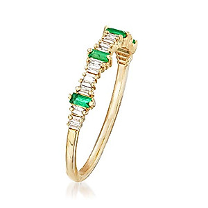 Ross-Simons 0.14 ct. t.w. Diamond and .10 ct. t.w. Emerald Stackable Ring in 14kt Yellow Gold. Size 5
