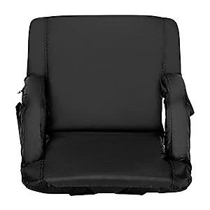 Flash Furniture Malta Portable Stadium Seat for Bleachers or Benches, Padded Stadium Chair with Backpack Straps and Storage, 265 lb. Weight Capacity, Black