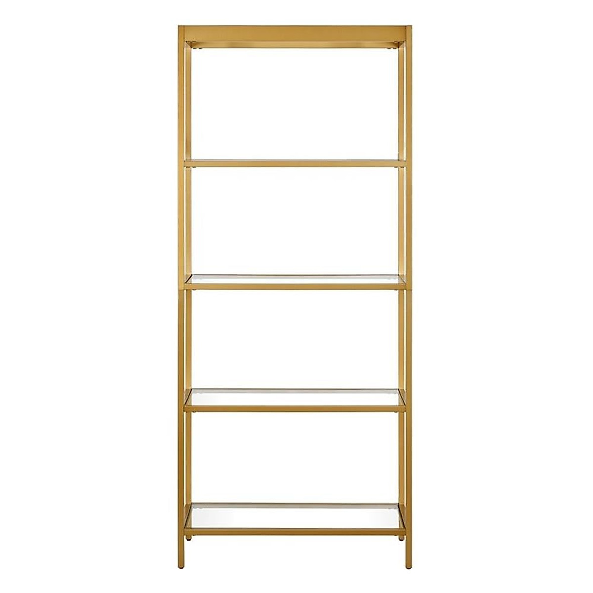 Henn&Hart 30" Wide Rectangular Bookcase in Brass, for Home Office, Living Room