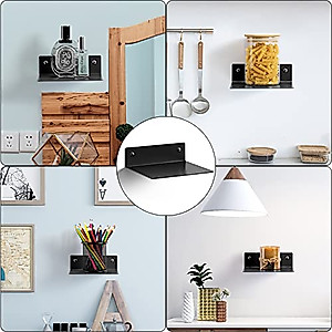 ELSKER&HOME Small Floating Shelf Set of 2 Pack Black, Metal Floating Book Shelves for Wall Mounted,Invisible Bookshelves Suitable for Kids Room, Office, Study Room