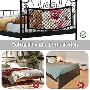 Stuffed Animal Net, Bedside Stuffed Animal Storage Net, Storage Net with Tether for Stuffed Animal Toys, Elastic Bedside Stuffed Animals Net or Hammock with Tether, Expand to 35 Inch 90cm (Black)