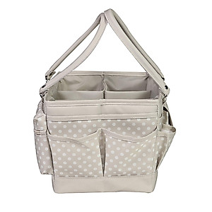 Everything Mary Craft Bag Organizer Tote, Tan Dot - Storage Art Caddy for Sewing & Scrapbooking - Crafts Supply Carrier for Supplies & Tools - Organization for School, Medical, Office