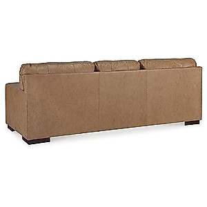 Signature Design by Ashley Lombardia Contemporary Leather Match Sofa, Light Brown