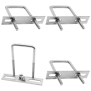 BokWin 4PCS M6x40x80mm Stainless Steel Square U-Bolt Tie Down U Bolt with Frame Plate and Nuts