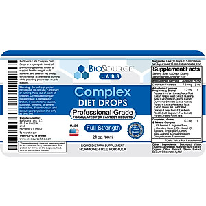BioSource Labs Complex Diet Drops – Best Natural Weight Management Drops for Men and Women (1 Bottle, 2 fl oz) - 30 Day Supply