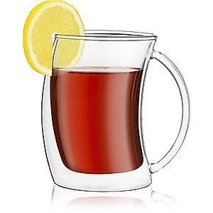 JoyJolt Caleo Collection Double Wall Insulated Glasses Espresso Cups Set of 2 (2-Ounces 60 ML)