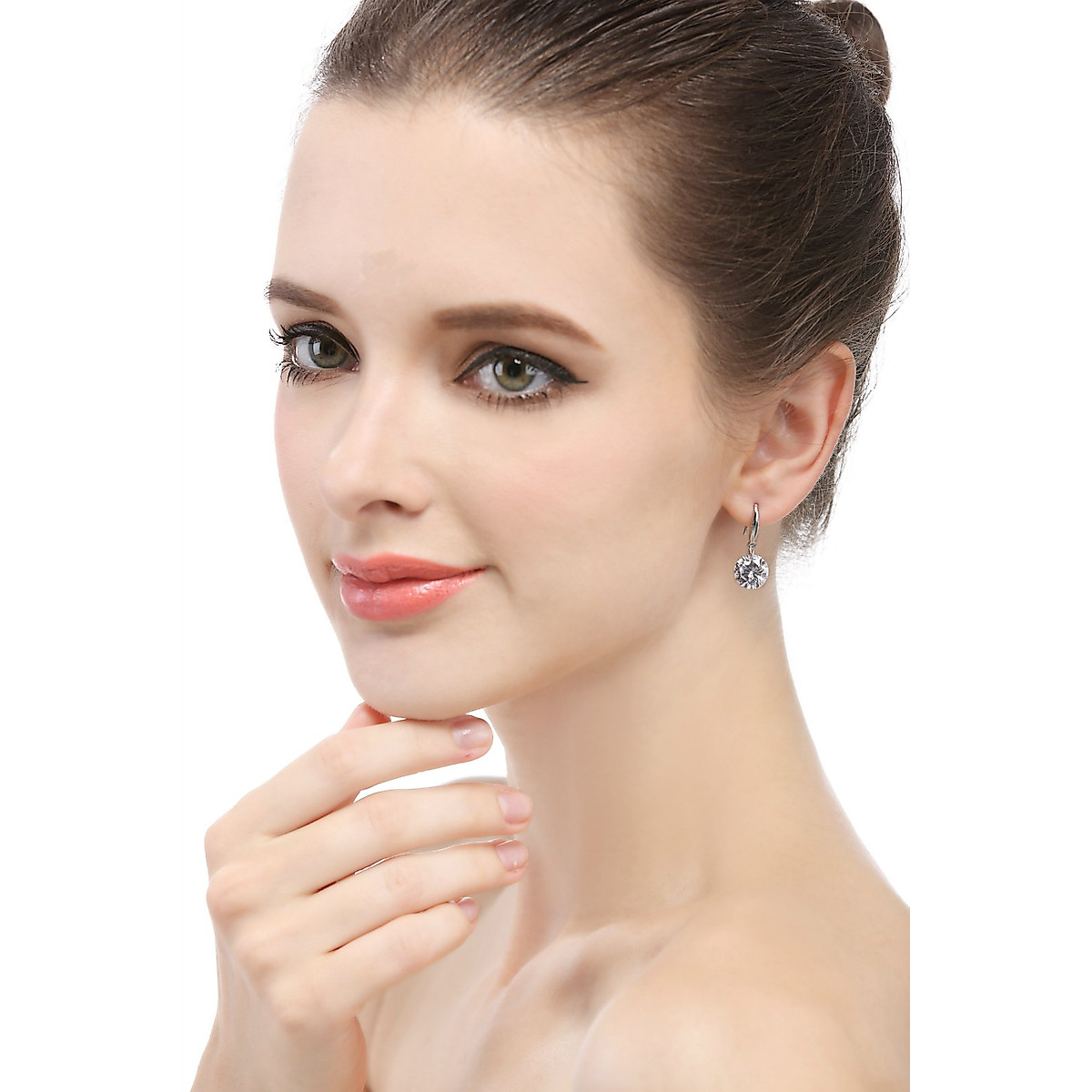 SBLING Platinum-Plated Sterling Silver Drop Earrings Made with Austrian Crystals